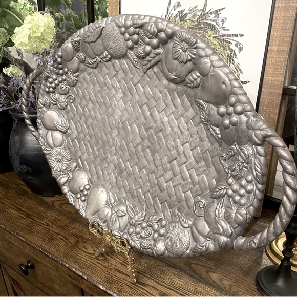 Lenox | Dining | Lenox Metal Fruit Basket Weave Aluminum Serving Tray ...
